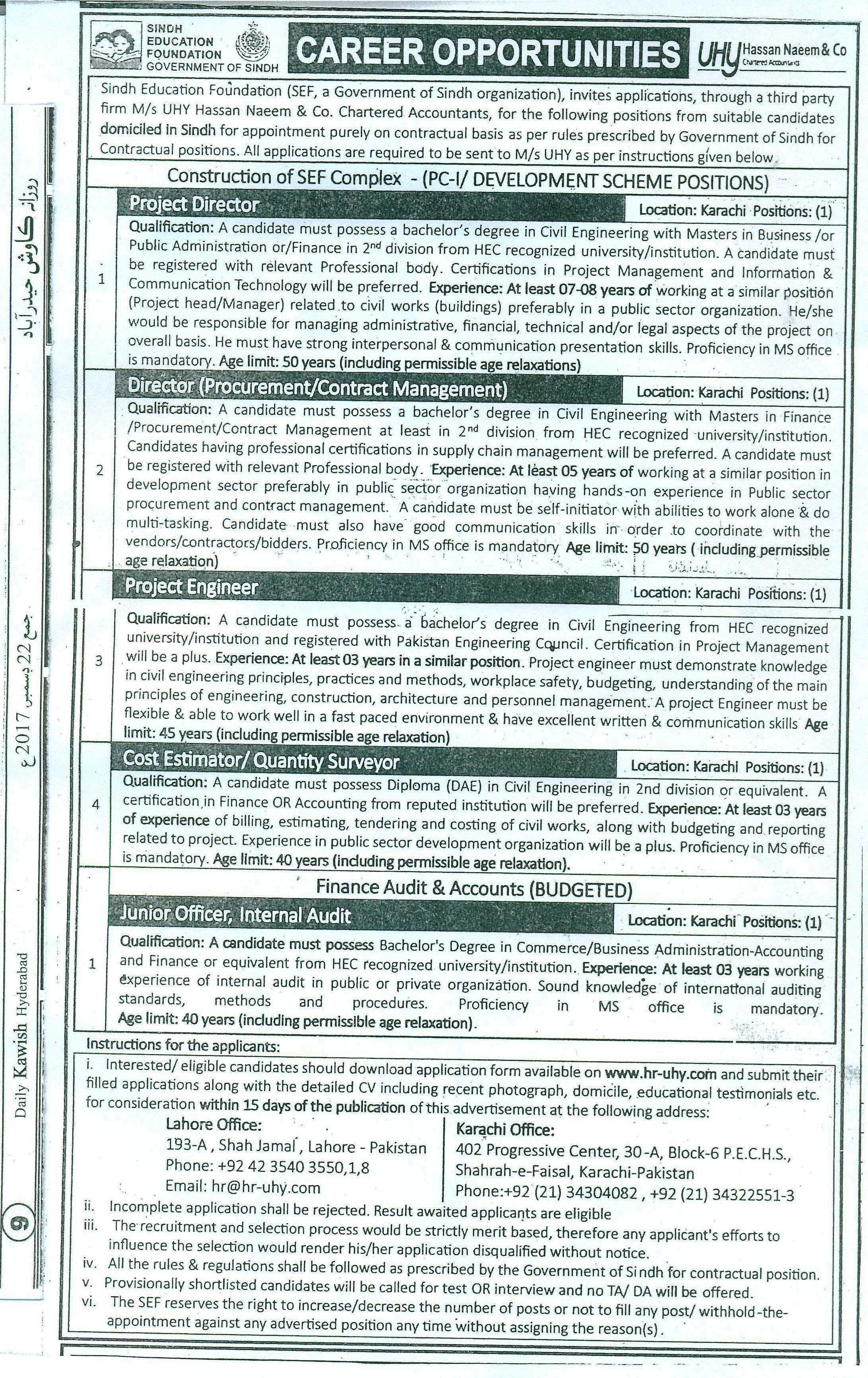SINDH EDUCATION FOUNDATION (Govt of Sindh)